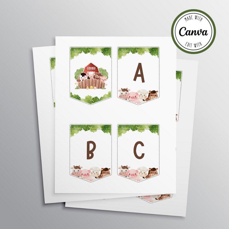 Farm Animals Birthday Banner | Printable Bunting (digital Download) - Etsy