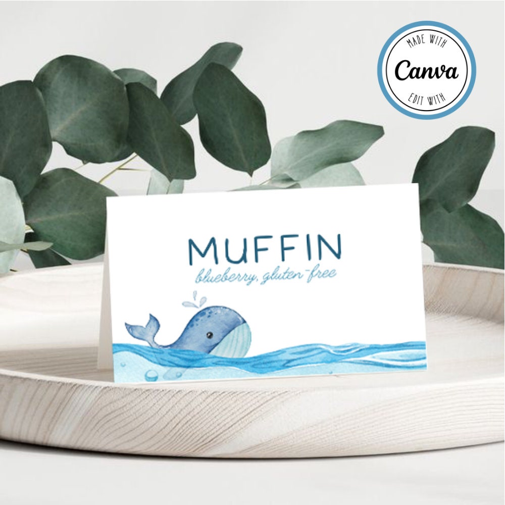 Sea Theme Food Label Card Digital Printable | Buffet Card Template ...