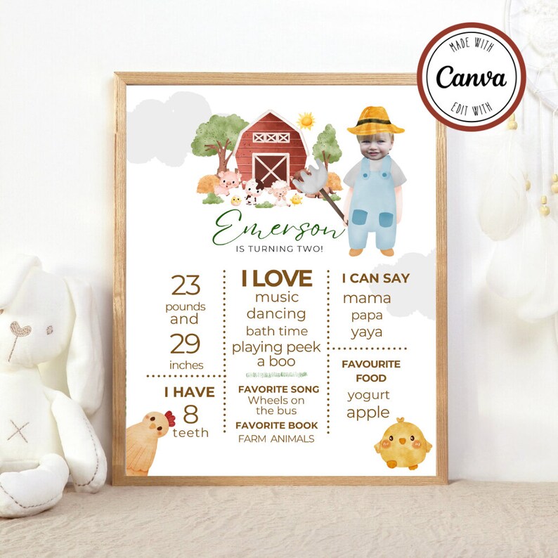 Farm Animals Theme Milestone Board Editable Printable | Digital Prints ...