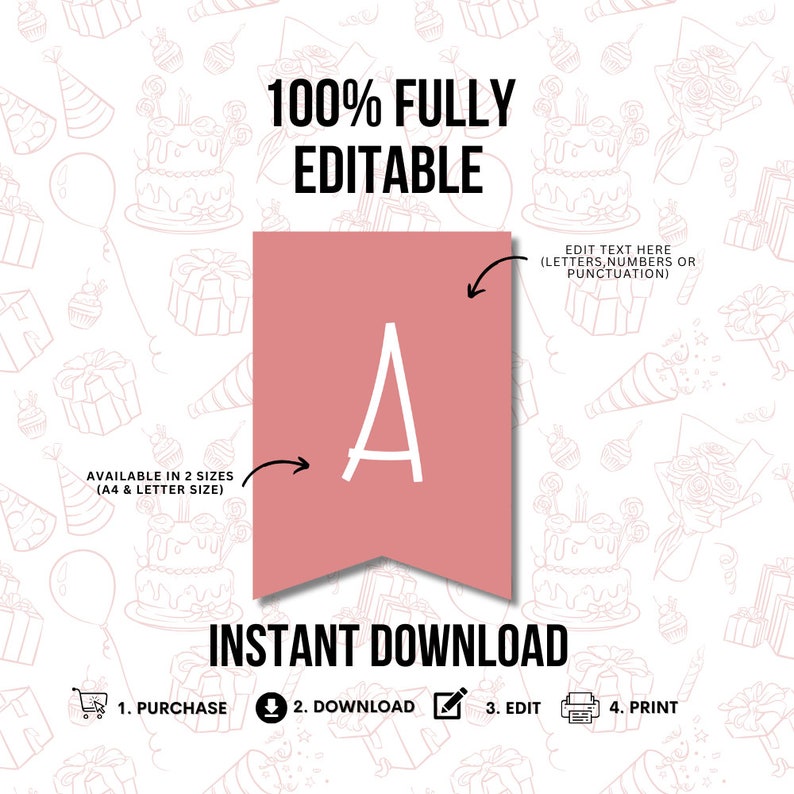 Editable Colorful Printable Bunting Banner | Digital Printable ...