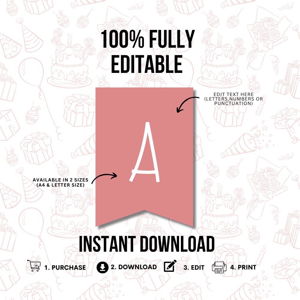 Editable Colorful Printable Bunting Banner | Digital Printable ...