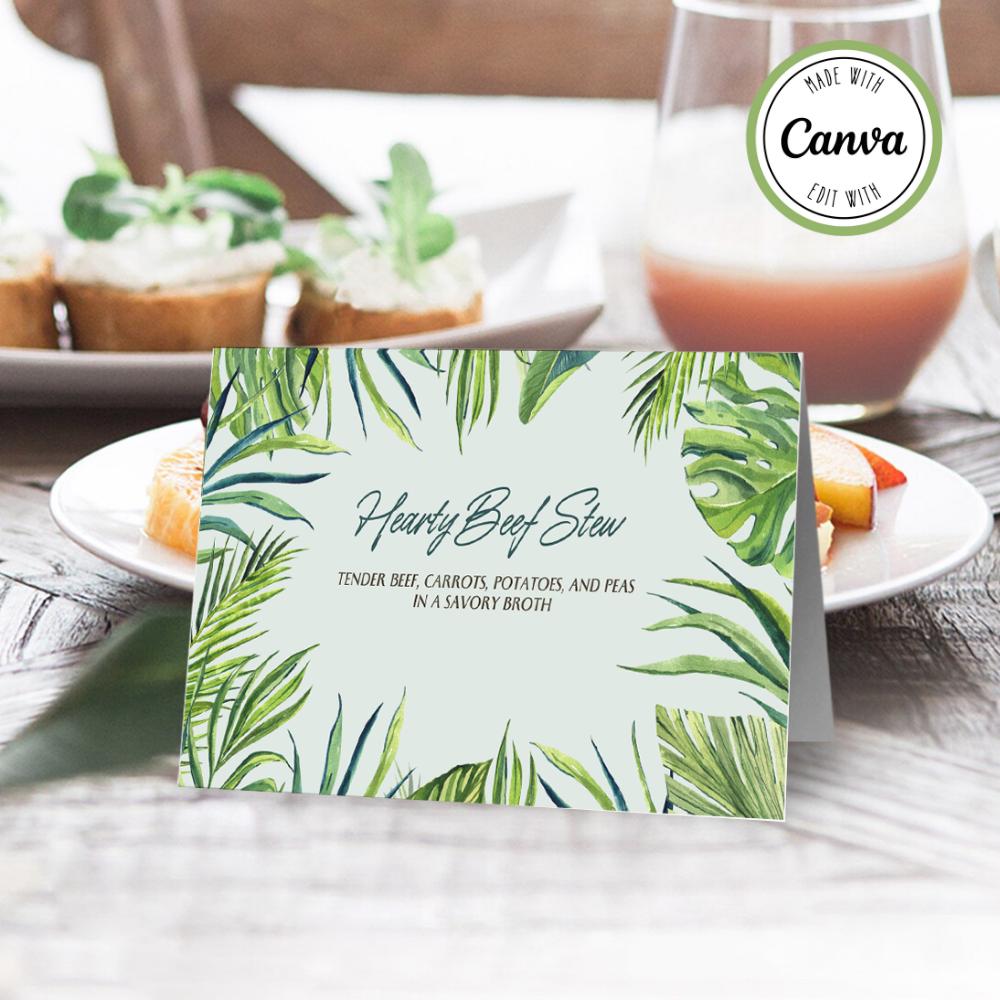 Jungle Theme Food Label Card Digital Printable | Buffet Card Template ...