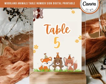 Minimalist Editable Table Number Sign, Modern Birthday Table Card ...