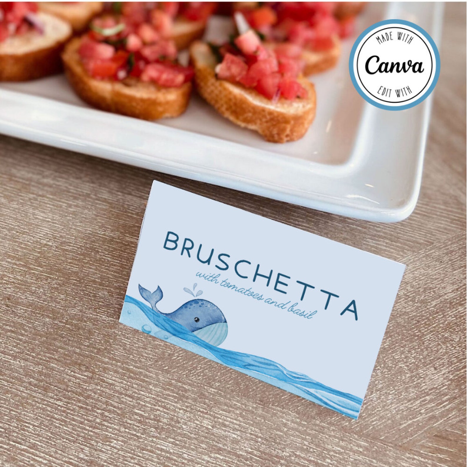 Sea Theme Food Label Card Digital Printable | Buffet Card Template ...