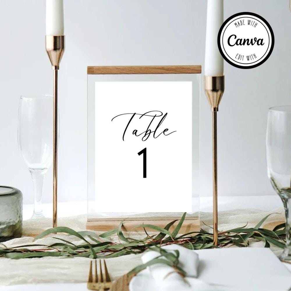 Minimalist Editable Table Number Sign, Modern Birthday Table Card ...