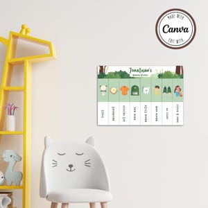 Safari Theme Morning Routine Chart, Folding Digital Printable, Flip ...
