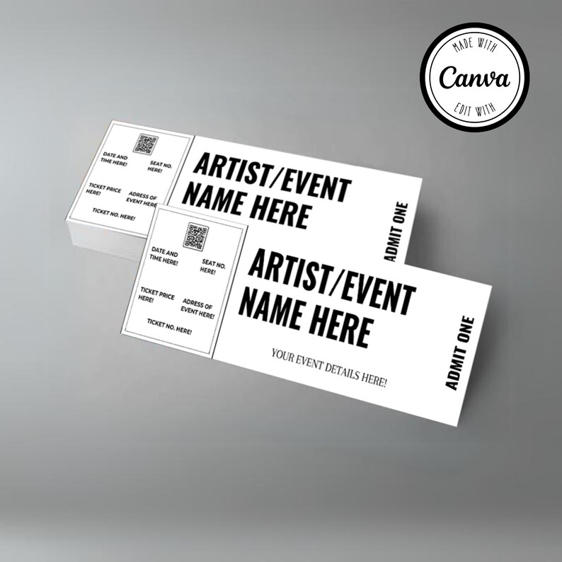 General Ticket Template | Instant Download | Editable Ticket | Concert ...