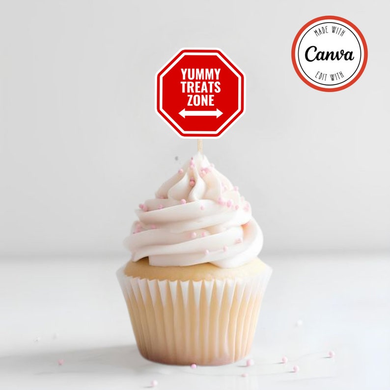 Road Trucks Cupcake Topper: Birthday Party Printable (canva Editable ...