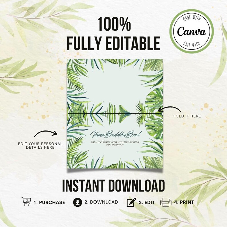 Jungle Theme Food Label Card Digital Printable | Buffet Card Template ...