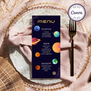Space Birthday Menu Card: Editable Outer Space Theme (digital Printable ...