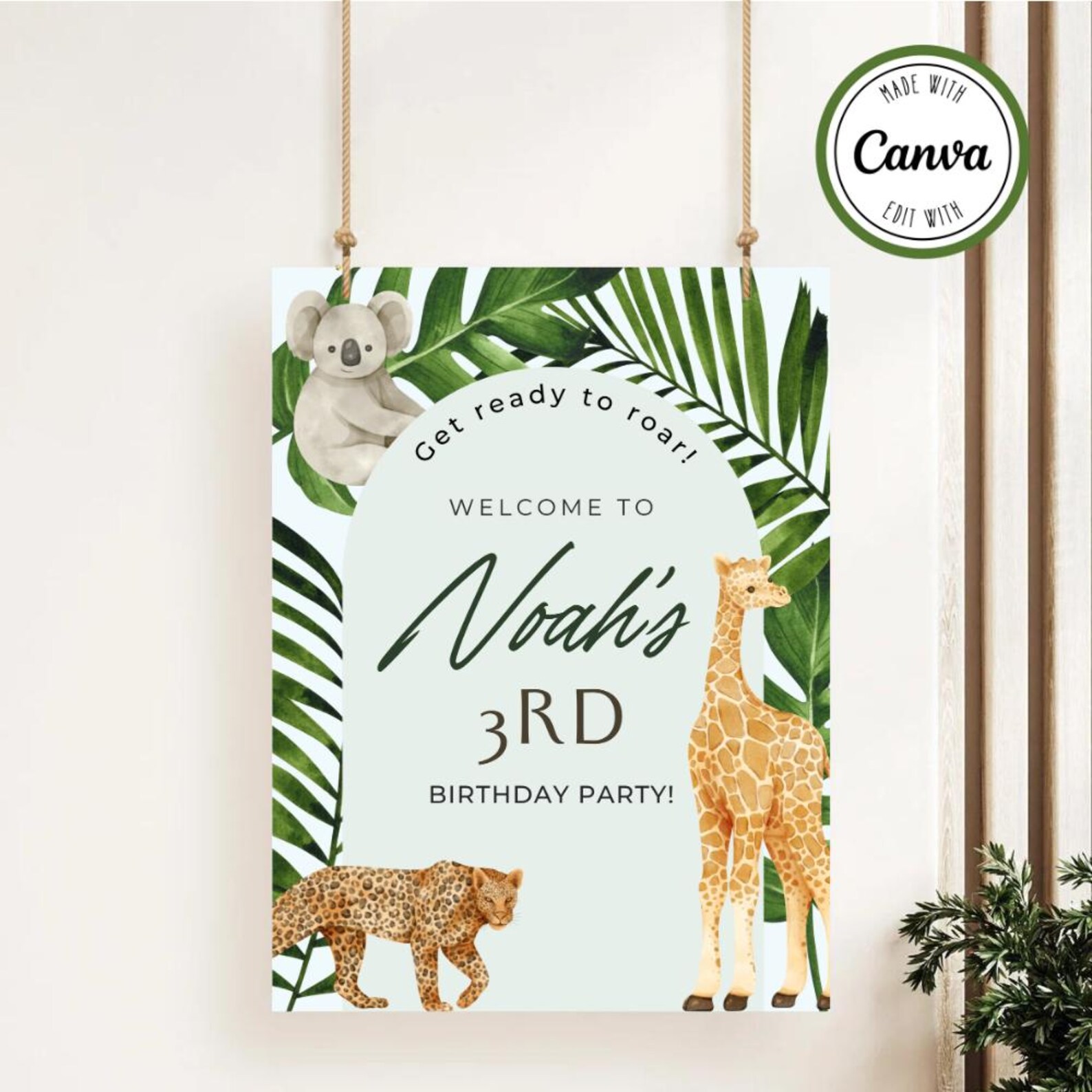 Jungle Theme Welcome Sign Digital Printable | Welcome Sign Template ...