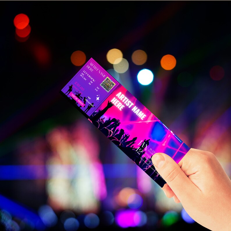 Editable Concert Ticket Template | Custom Music Event Invitation (canva ...