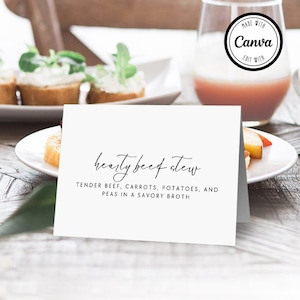 Minimalist Foldable Food Label Card: Canva Template (canva Editable ...
