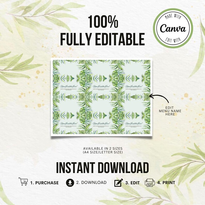 Jungle Theme Food Label Card Digital Printable | Buffet Card Template ...