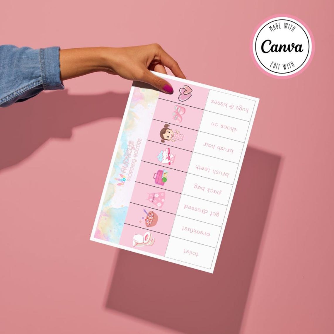 Unicorn Morning Routine Chart: Kids Checklist, Folding Printable (canva ...
