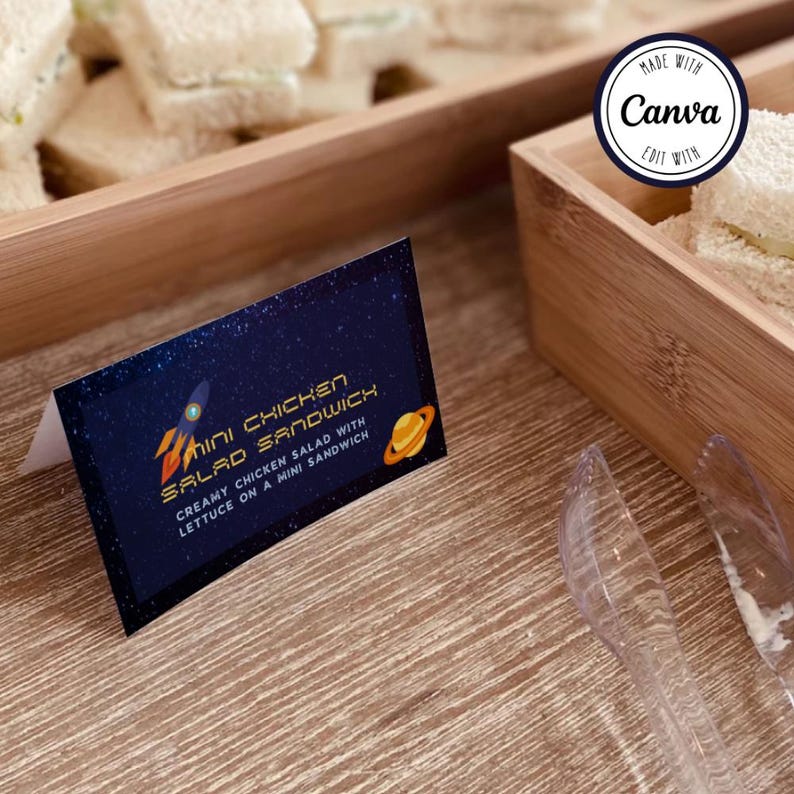 Space Theme Food Label Cards | Printable Buffet Template (digital ...