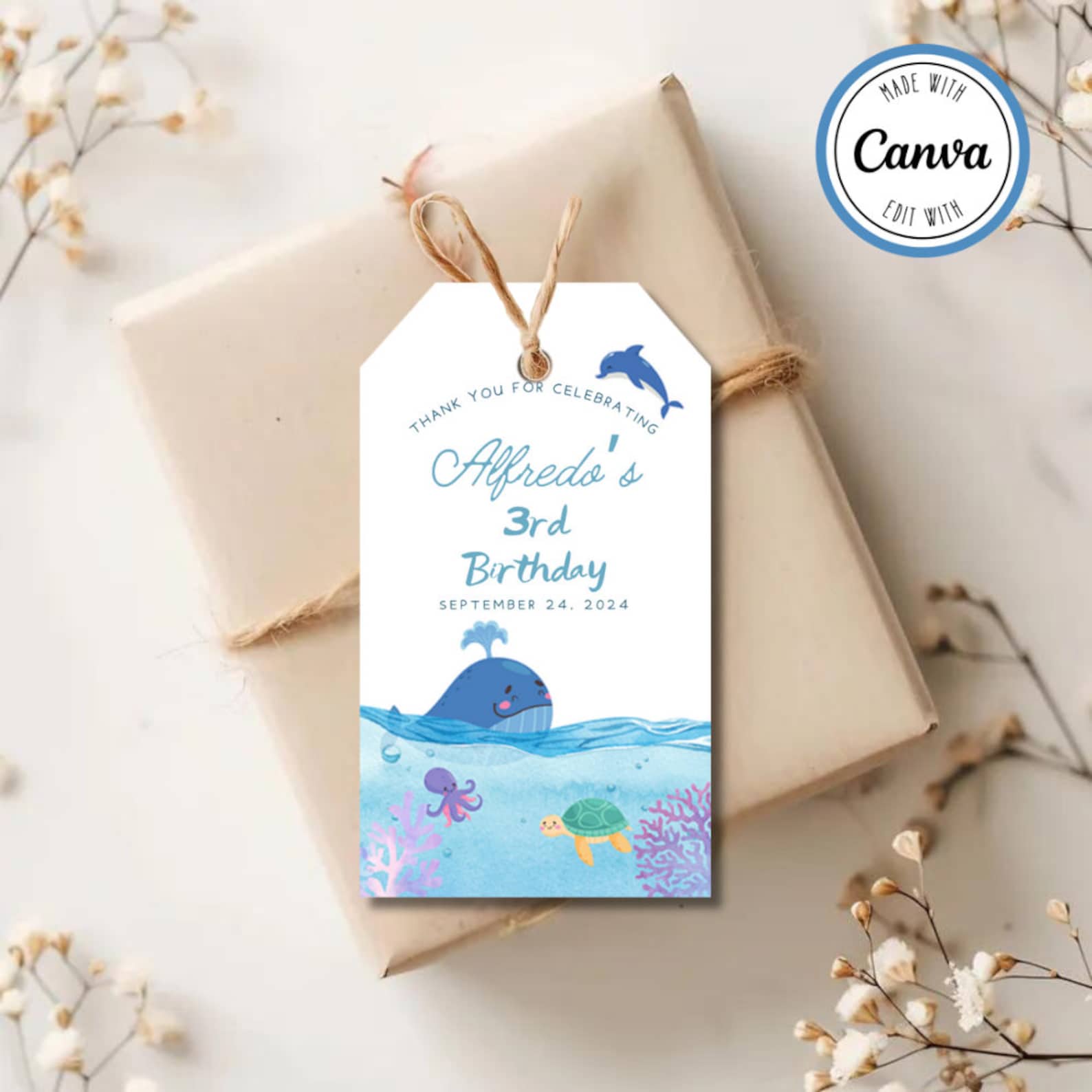 Sea Theme Favor Tags: Editable Ocean Thank You (digital Download) - Etsy
