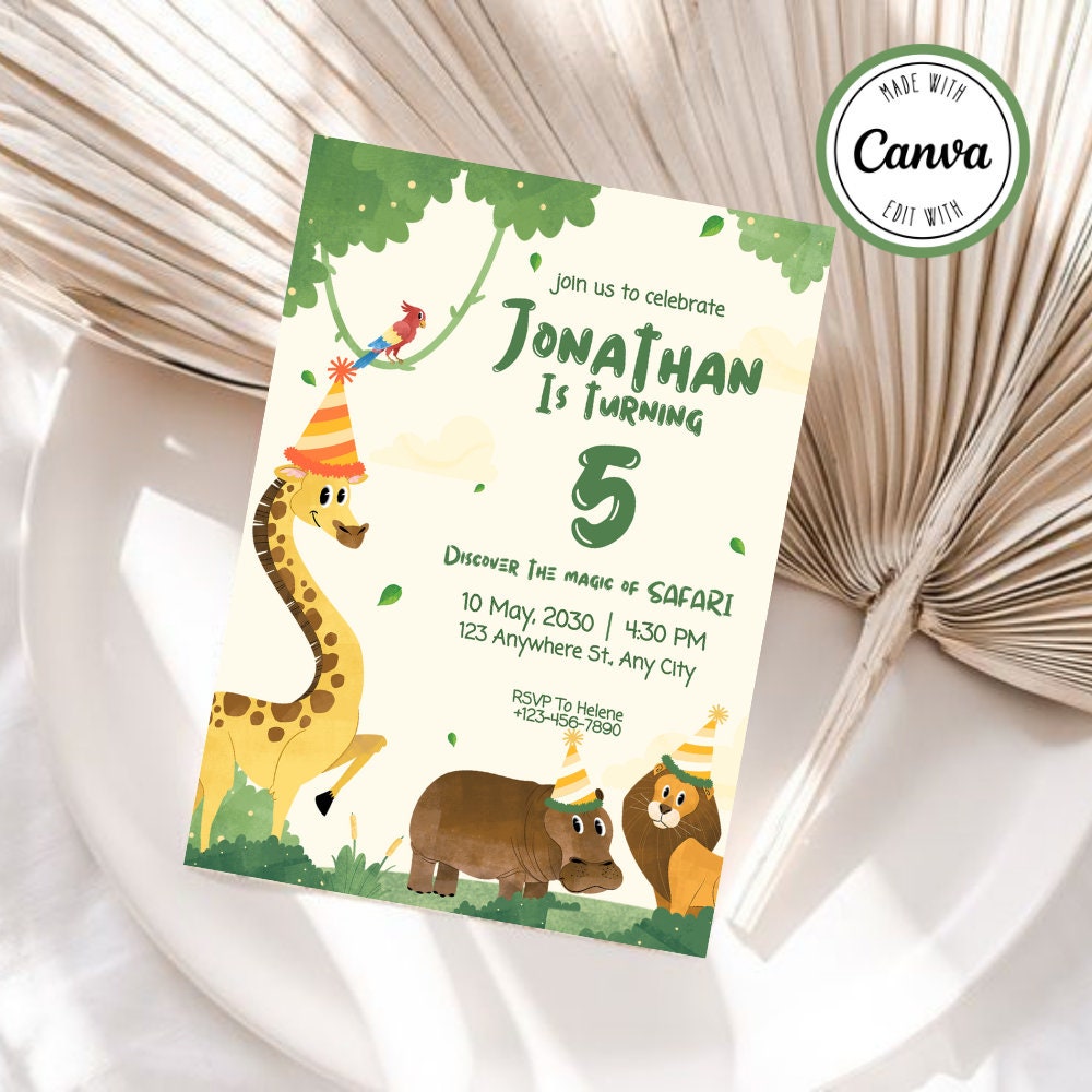 Safari Birthday Invitation | Editable Printable (digital Download) - Etsy