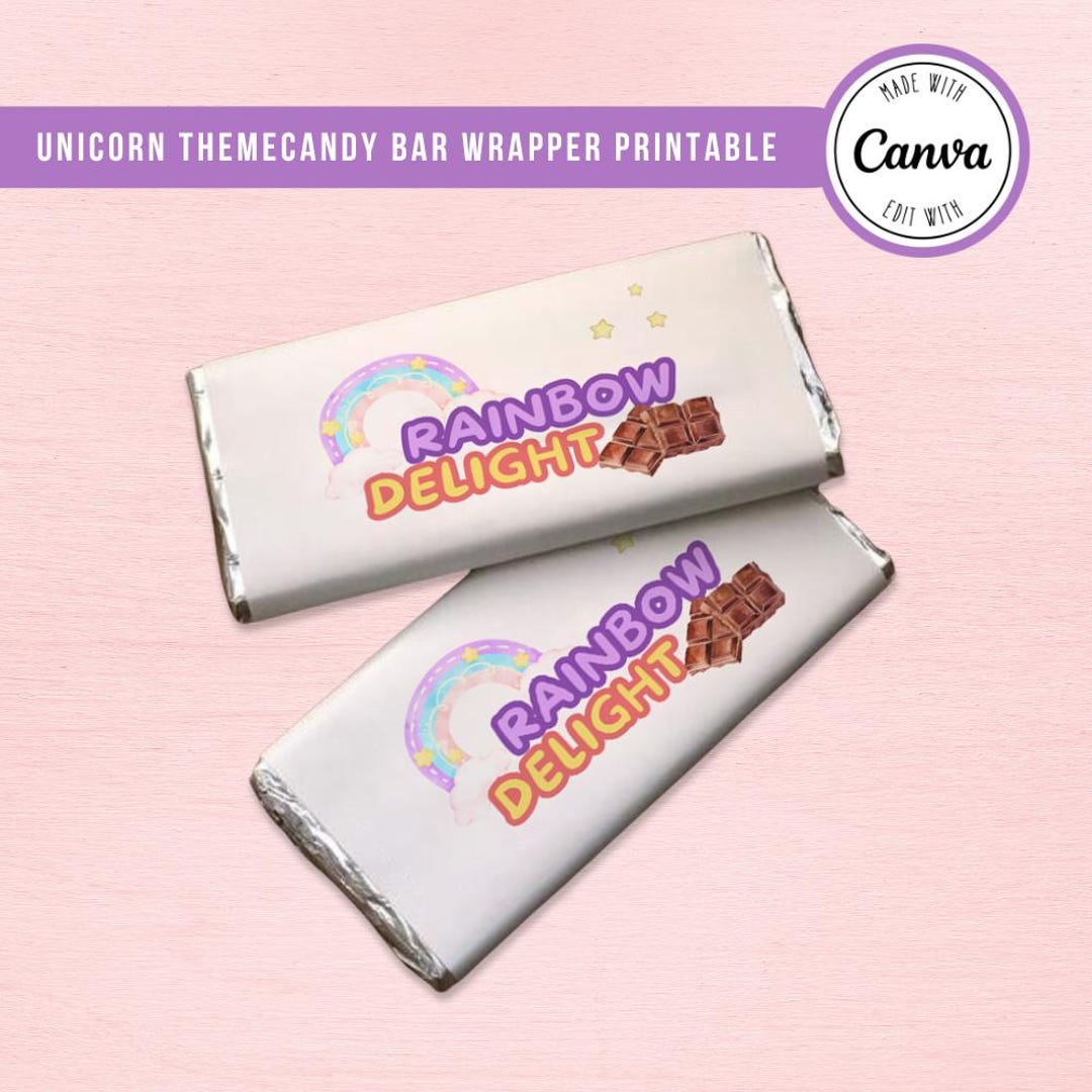 Unicorn Theme Candy Bar Wrapper, Rainbow Birthday Favors, Unicorn ...