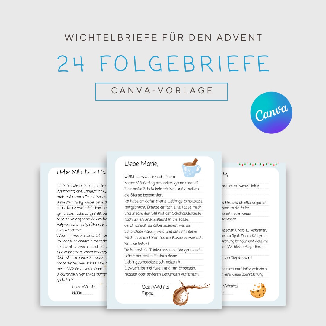 Canva Template: 24 Personalized Follow-up Letters From the Elf | Advent ...