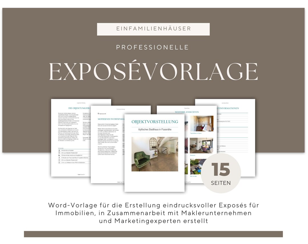 Real Estate Exposé Template Digital for Your Real Estate Brochure, Word ...
