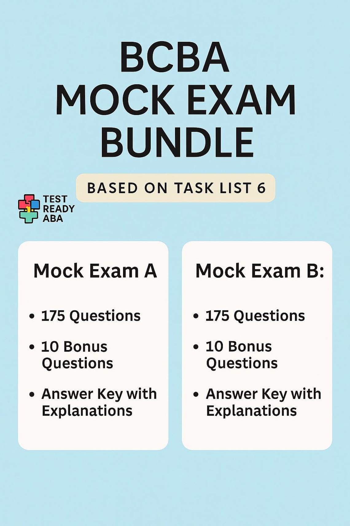 BCBA Mock Exam Bundle Task List 6 - Etsy