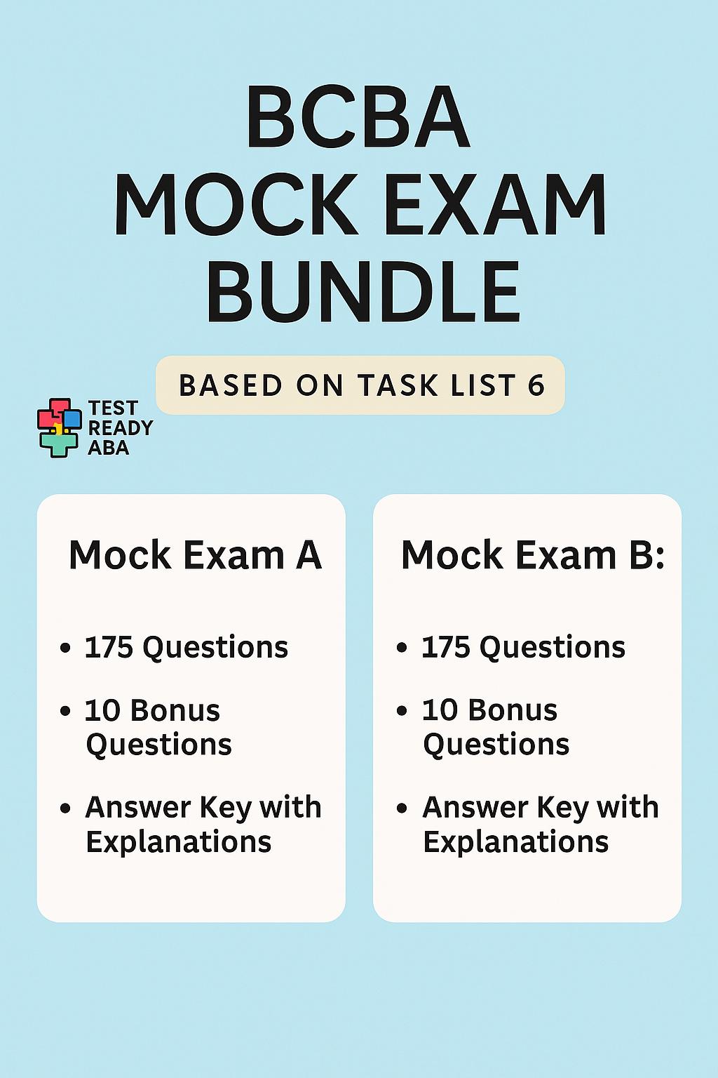 BCBA Mock Exam Bundle Task List 6 - Etsy
