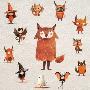 64 Spooky Halloween Orange Character Clip Art Bundle High-resolution ...
