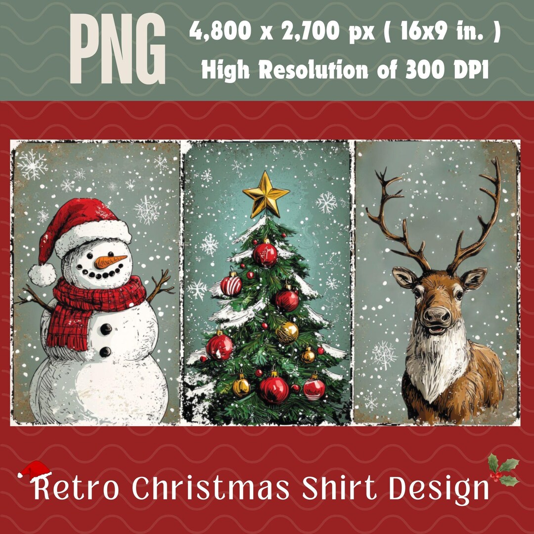Vintage Christmas Sublimation Clipart , Retro Snowman, Festive ...