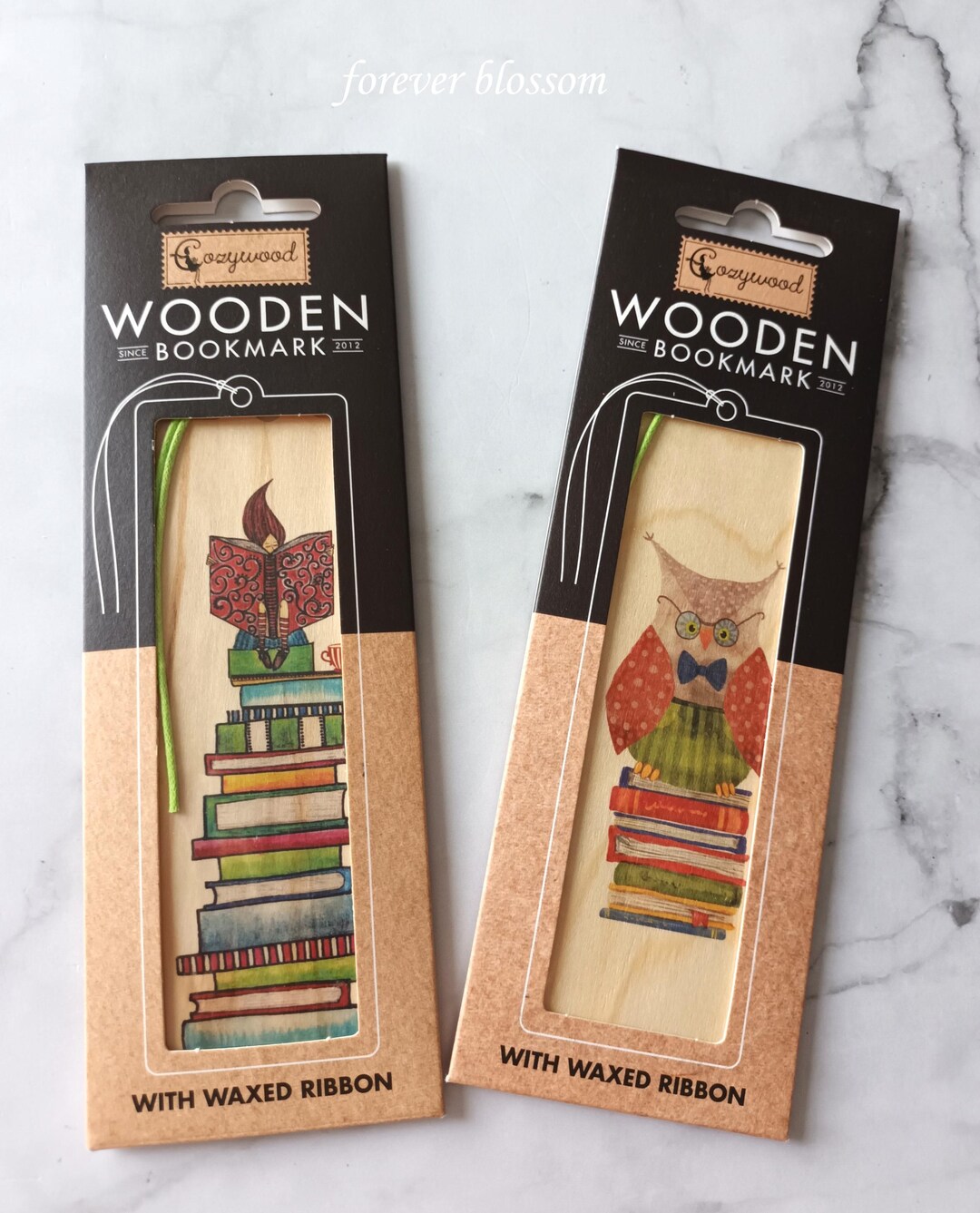 Wooden Bookmark, Stacked Book Design Bookmarks, Japanese, Painted, Gift ...
