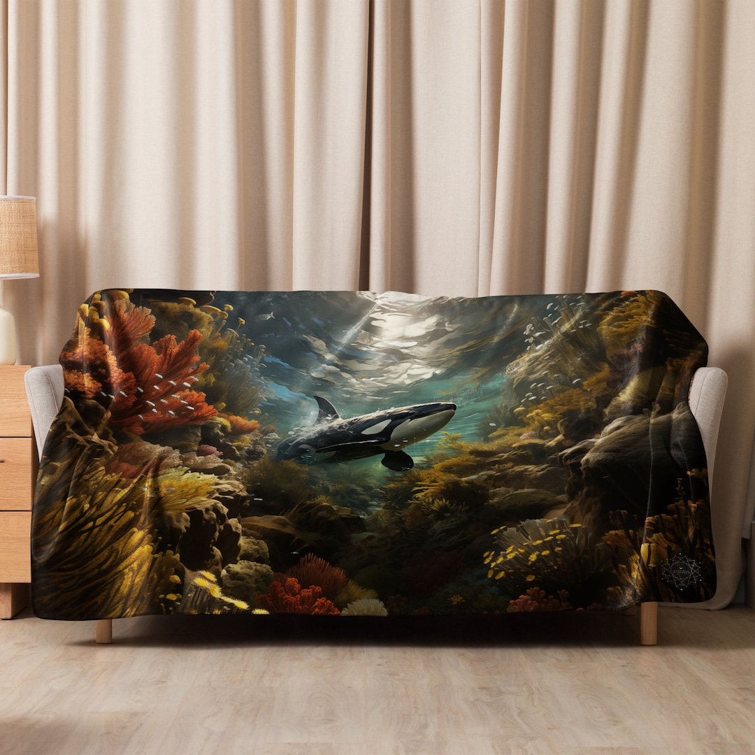 Orca Whale Spirit Animal Sherpa Blanket - Etsy