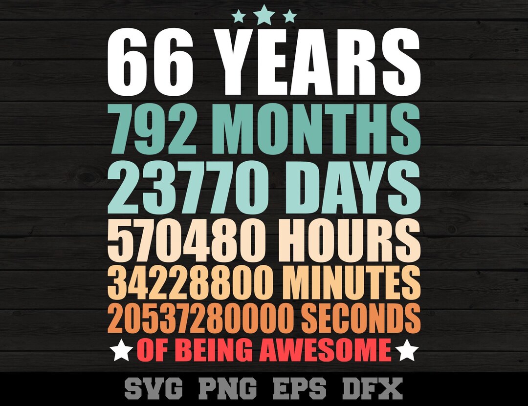 66th Birthday 66 Years 792 Months Being Awesome 66 Years Old SVG Funny ...