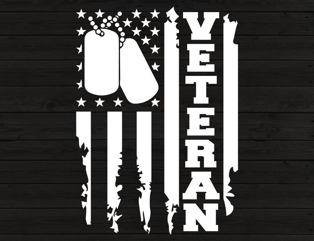Distressed American Flag Veteran Dog Tag SVG: Cricut, Silhouette ...