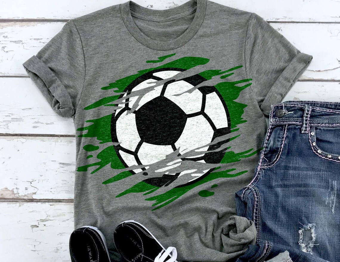Soccer Distressed Soccer Ball Torn Funny Football League Grunge Design ...