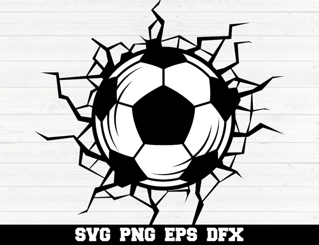 Soccer Ball Breaking Wall SVG: Funny Football League Design (digital ...