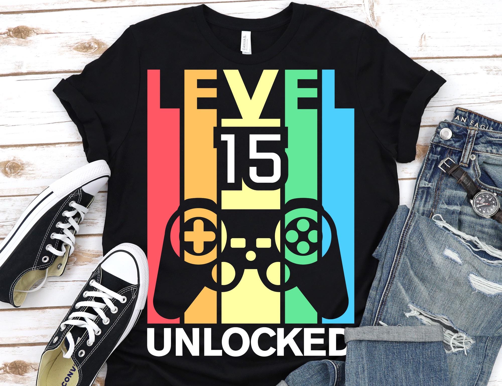 Level 15 Unlocked Birthday Boy 15 Years Old 15th Birthday Funny ...