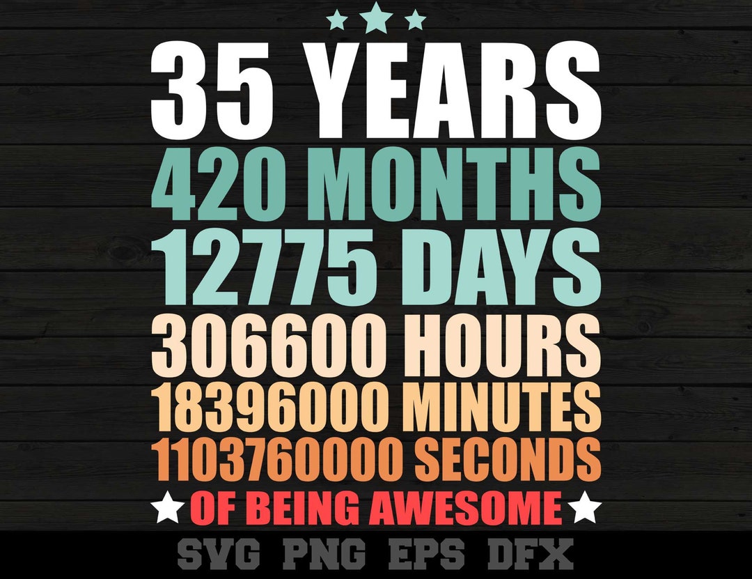 35th Birthday 35 Years 420 Months Being Awesome 35 Years Old SVG Funny Happy 35th Birthday ...