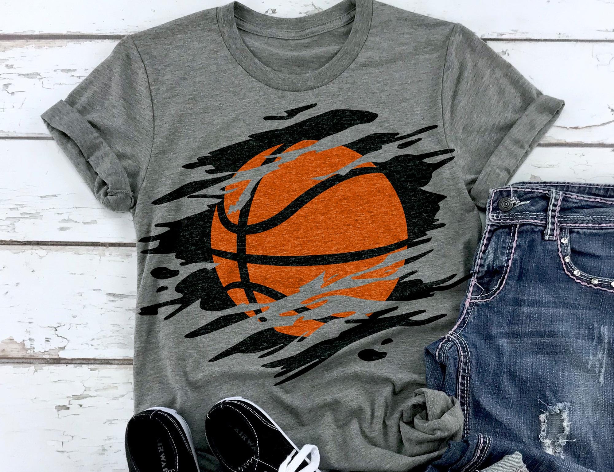 Basketball Distressed Basketball League Season Funny Basketball Torn ...