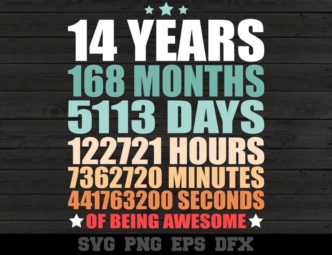 14th Birthday 14 Years 168 Months Being Awesome 14 Years Old SVG Funny ...