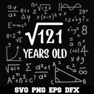11th Birthday Math SVG PNG Square Root of 121 Funny Design for Cricut ...