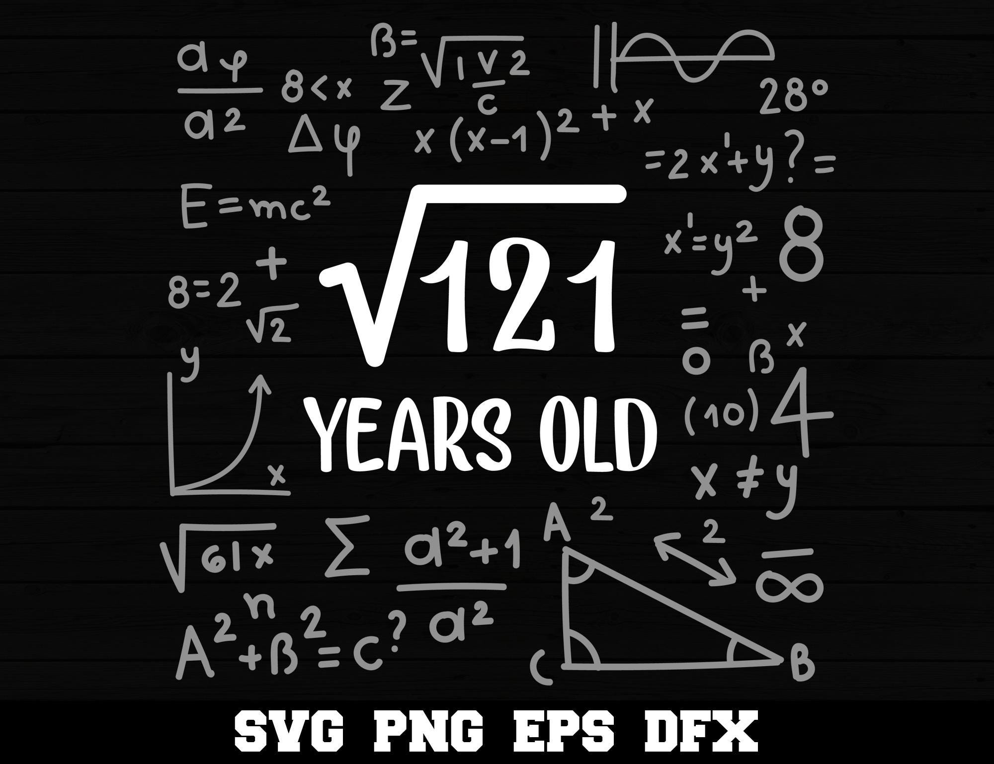 11th Birthday Math SVG PNG Square Root of 121 Funny Design for Cricut ...
