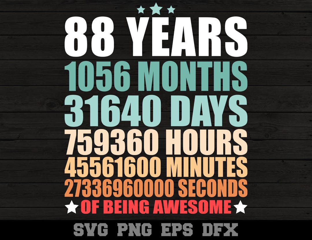 88th Birthday 88 Years 1056 Months Being Awesome 88 Years Old SVG Funny ...