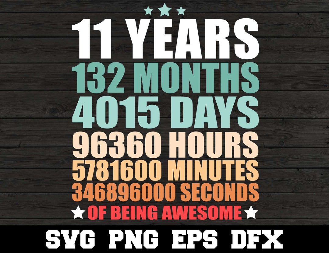 11th Birthday 11 Years 132 Months Being Awesome 11 Years Old SVG Funny ...