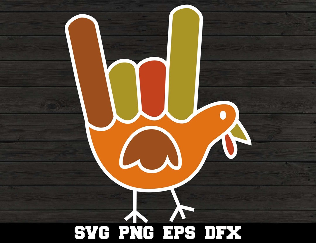 Hand Turkey, I Love You Happy Thanksgiving Autumn Funny Finger Turkey ...