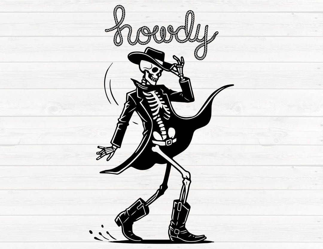 Cowboy Skeleton Howdy Rope the Skeleton Dance Funny Western Country ...
