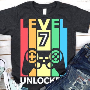 Level 7 Unlocked Birthday Boy 7 Years Old 7th Birthday Funny Computer ...