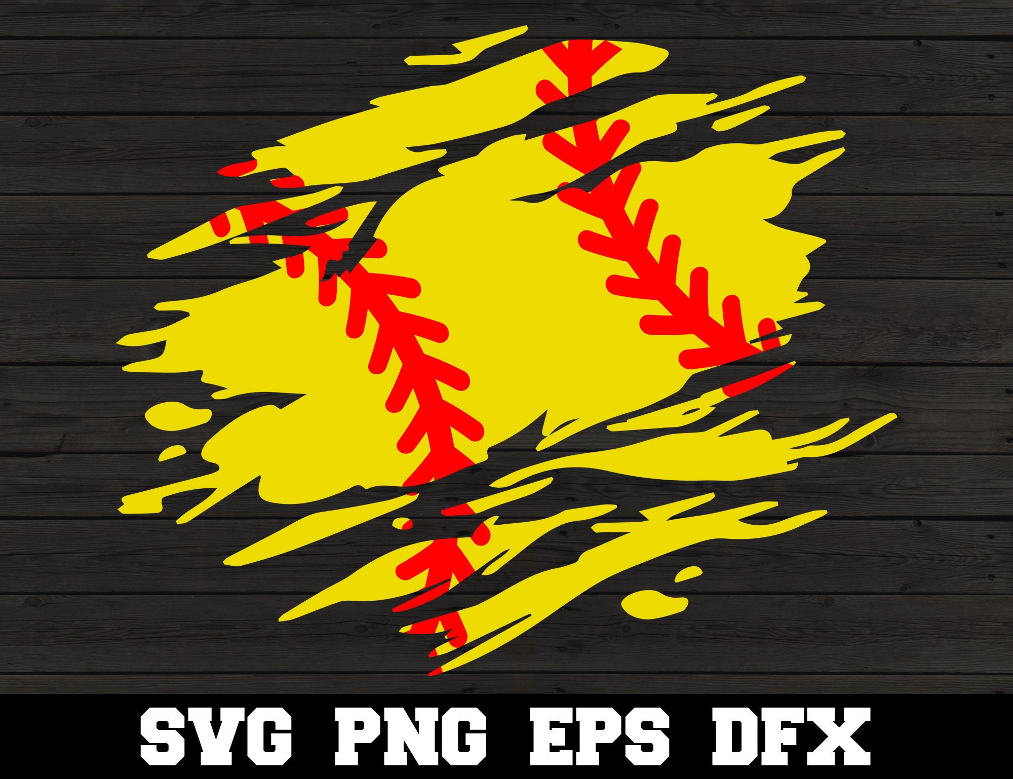 Softball Distressed Ball Torn Grunge Funny Softball League Design SVG ...