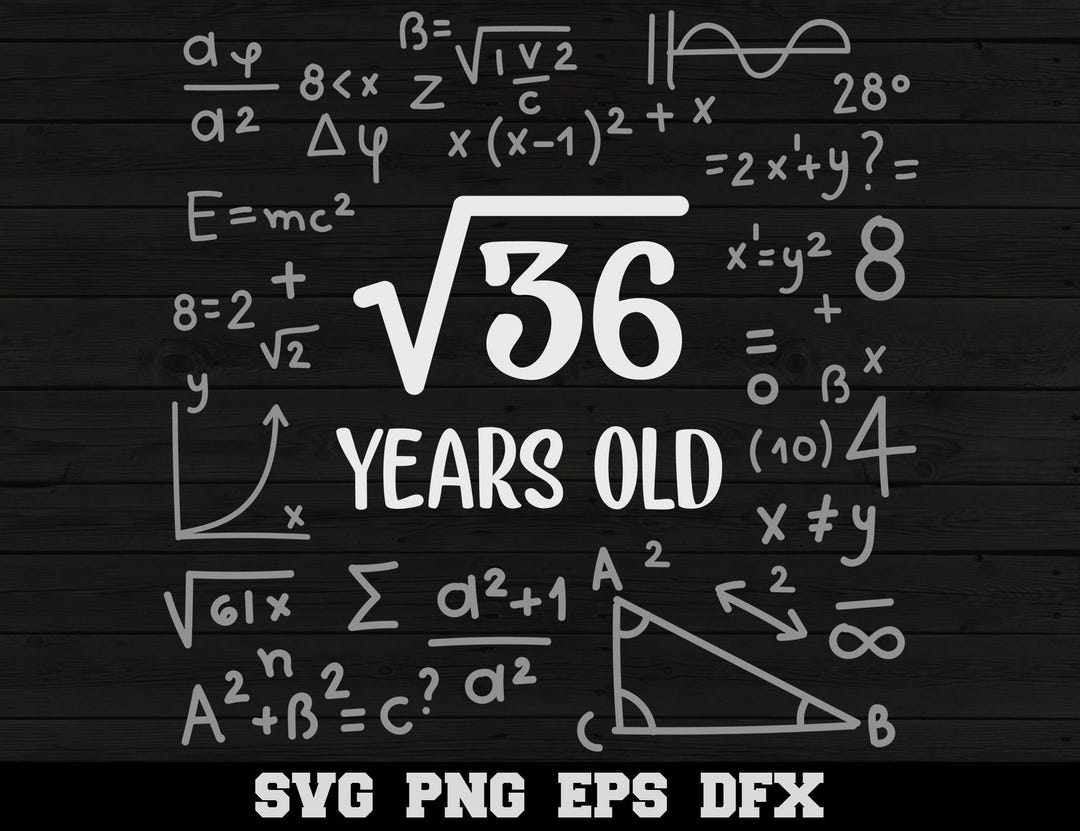 6th Birthday Math Lover SVG PNG Square Root of 36 Funny Design Cricut ...