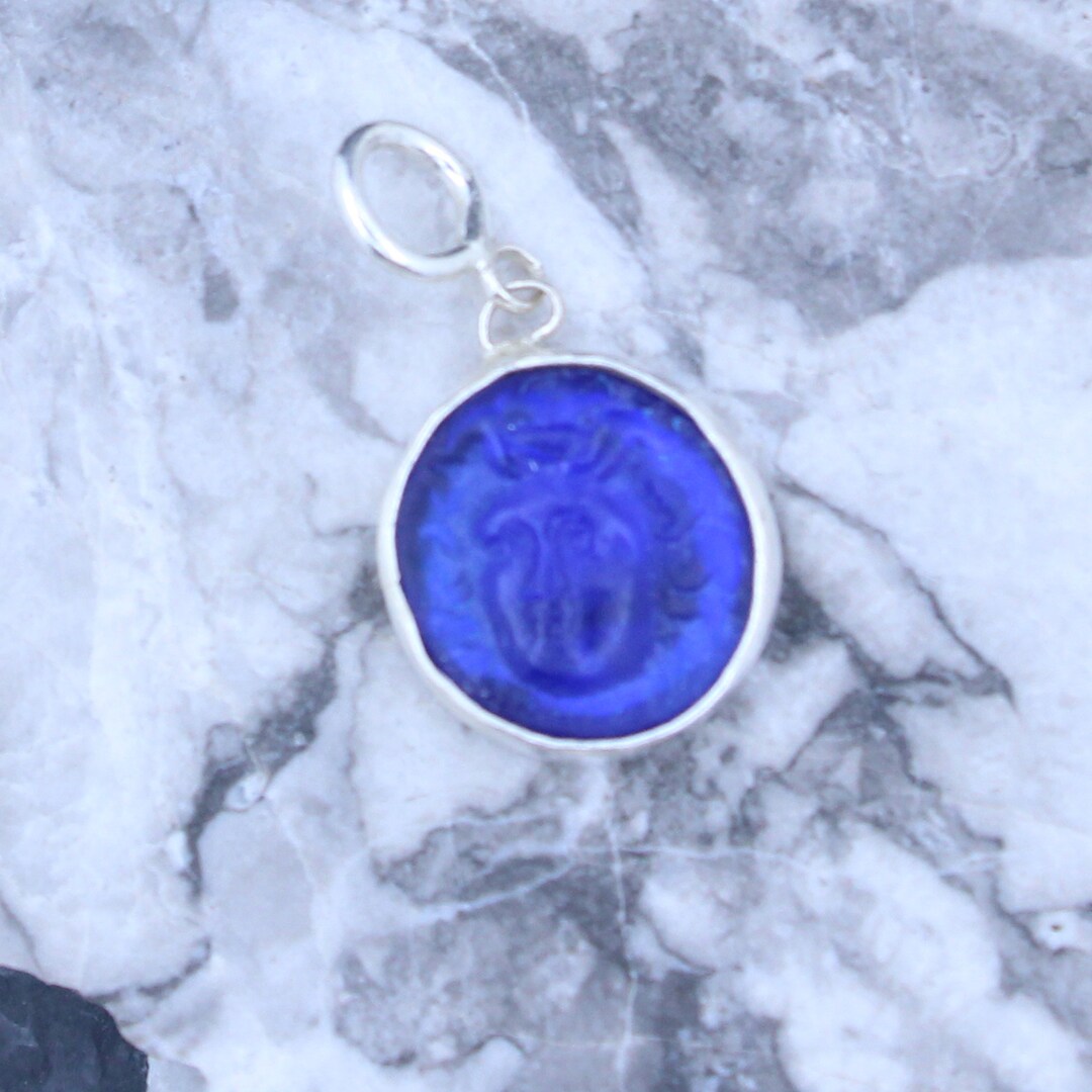 Medusa Intaglio Glass Pendant: Handmade 925K Sterling Silver - Etsy