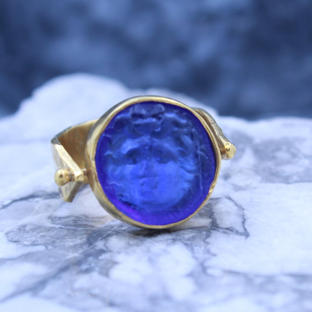 Medusa Intaglio Enamel Ring: Handmade 925K Silver Designer Ring - Etsy